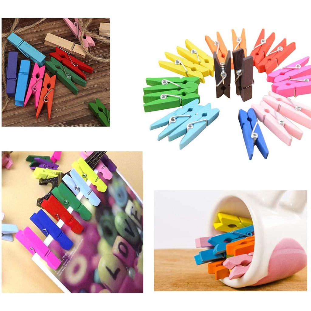 10 Pieces Colored Wooden Mini Clips l Clothespins for Cards, Photos ...