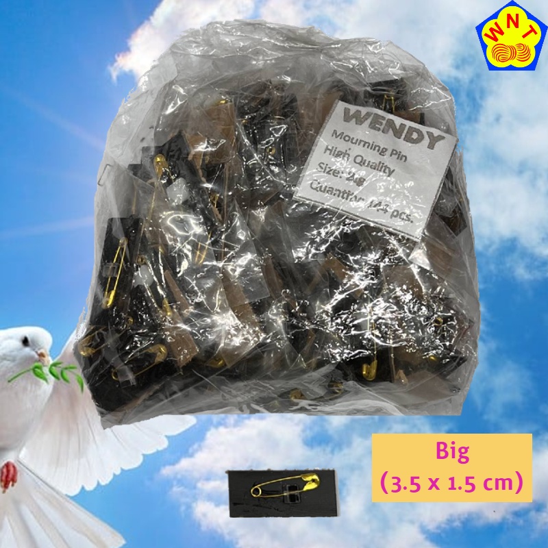 Mourning Pin Badge 144 pcs 1 gross Small Big Black Acrylic Funeral ...