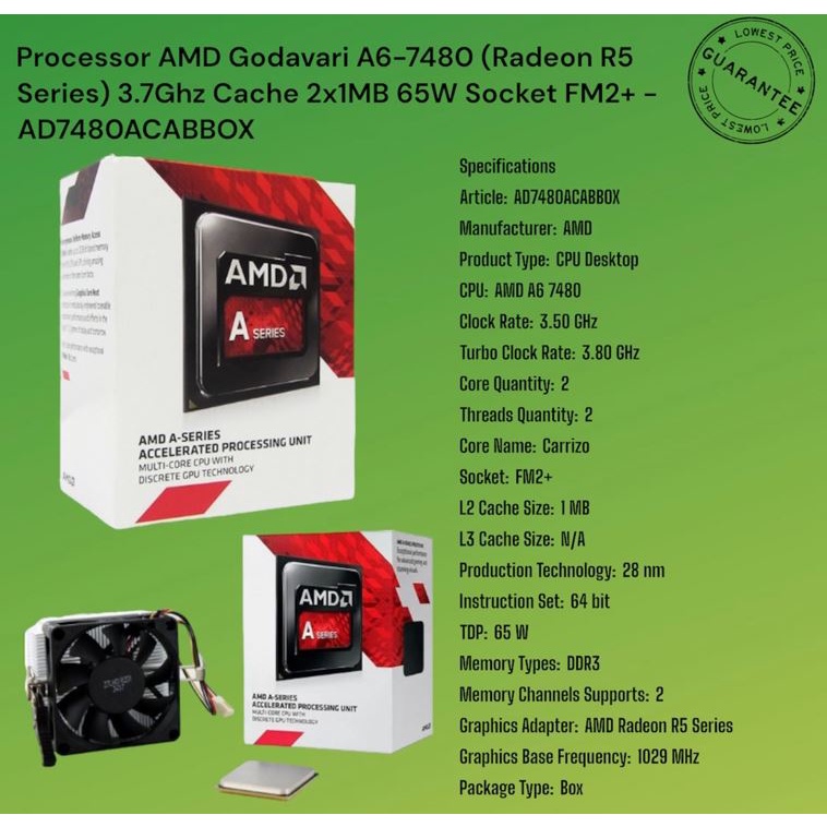Processor AMD Godavari A6-7480 (Radeon R5 Series) 3.7Ghz Cache 2x1MB ...