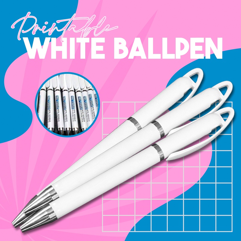 (5 pcs) White Printable Ballpen using Laser , Decal , UV Stickers and ...