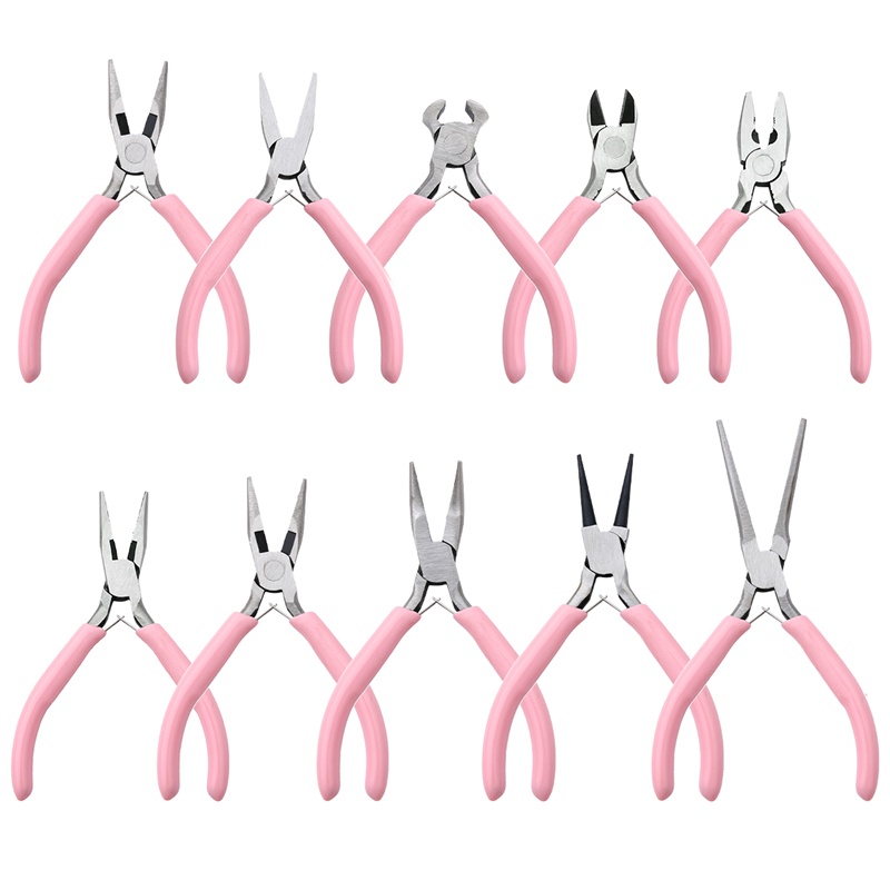 9 DIY Handmade Pliers Alloy Pink Handle Pliers Making Jewelry Auxiliary ...