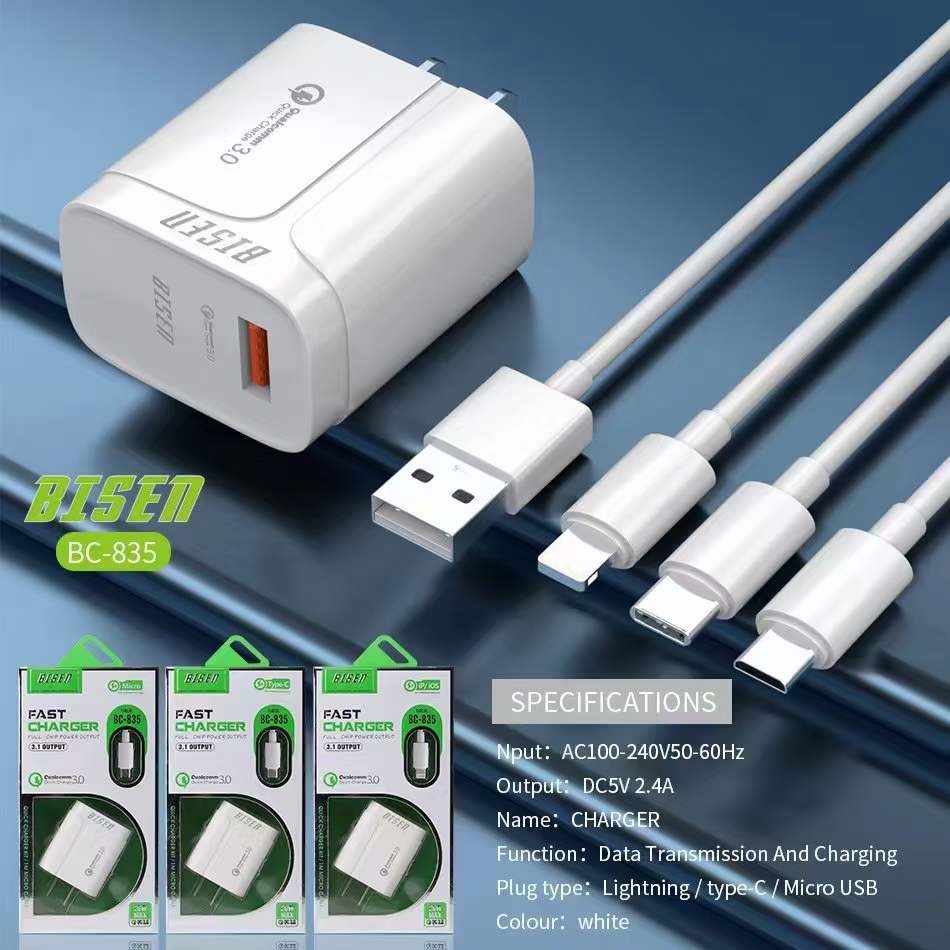 Bisen BC835 QC Fast Charger Travel Charger Small wall Adapter Quick ...