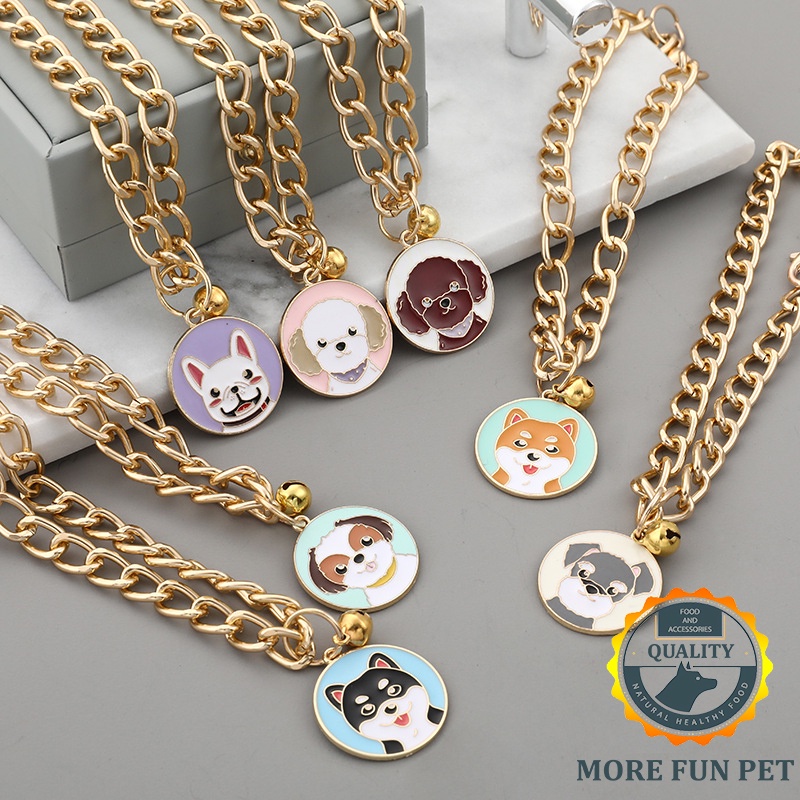 Pet Collar Cat Gold Chain Shiba Inu Teddy Cat Cartoon Pendant Choker ...