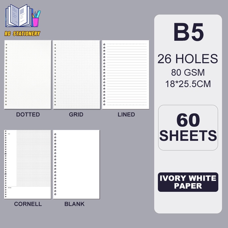 Binder Refill A5/B5/A4 Refill pages/ loose leaf Notebook Binder Refill (60 leaves) W55 | Shopee ...