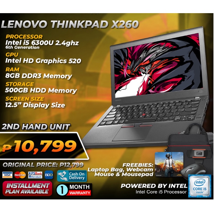 Laptop LENOVO THINKPAD X260 Intel Core i5 6300U 8gb ram 500gb HDD ...