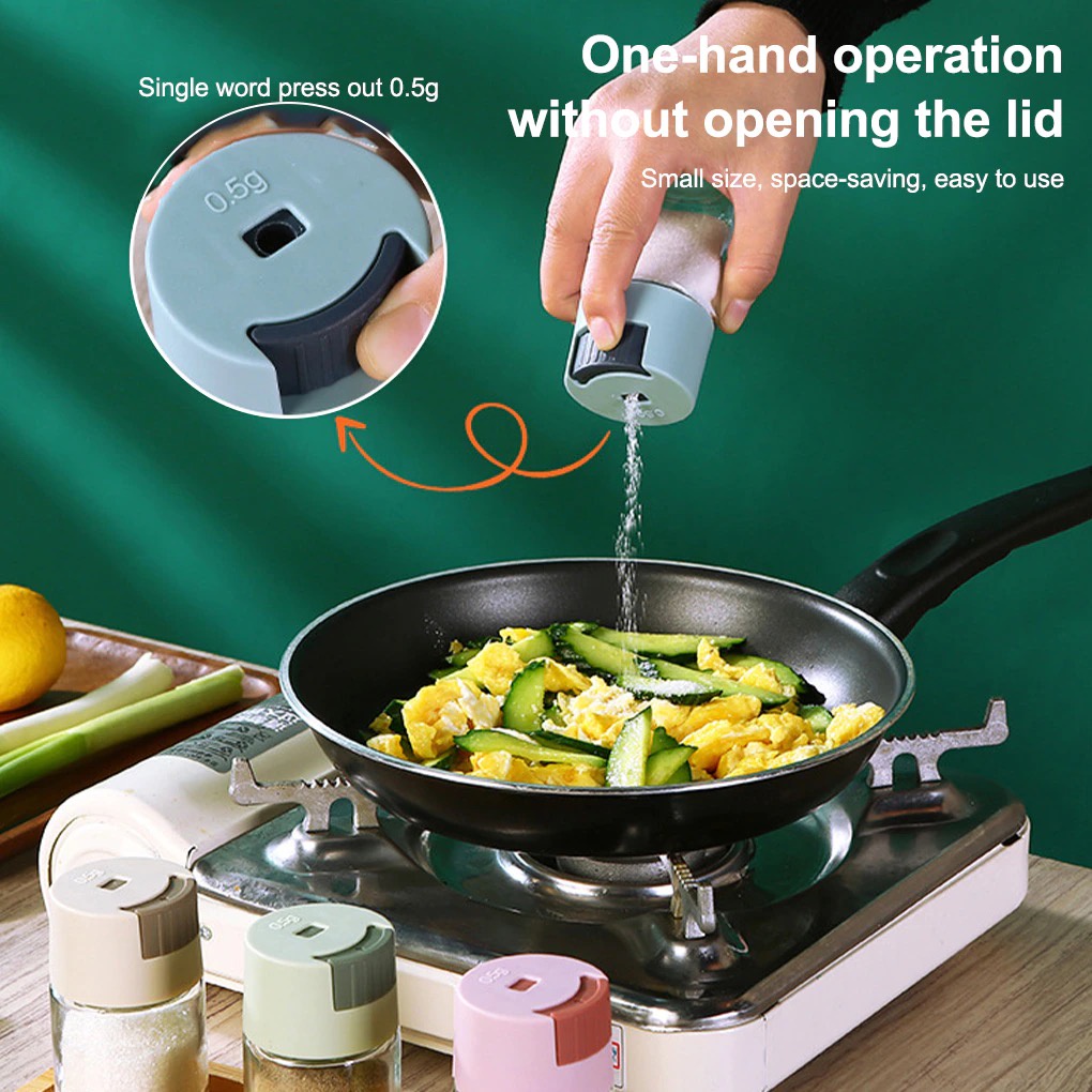 Quantitative Salt Shaker Push Type Salt Control Bottle Seasoning Jar ...