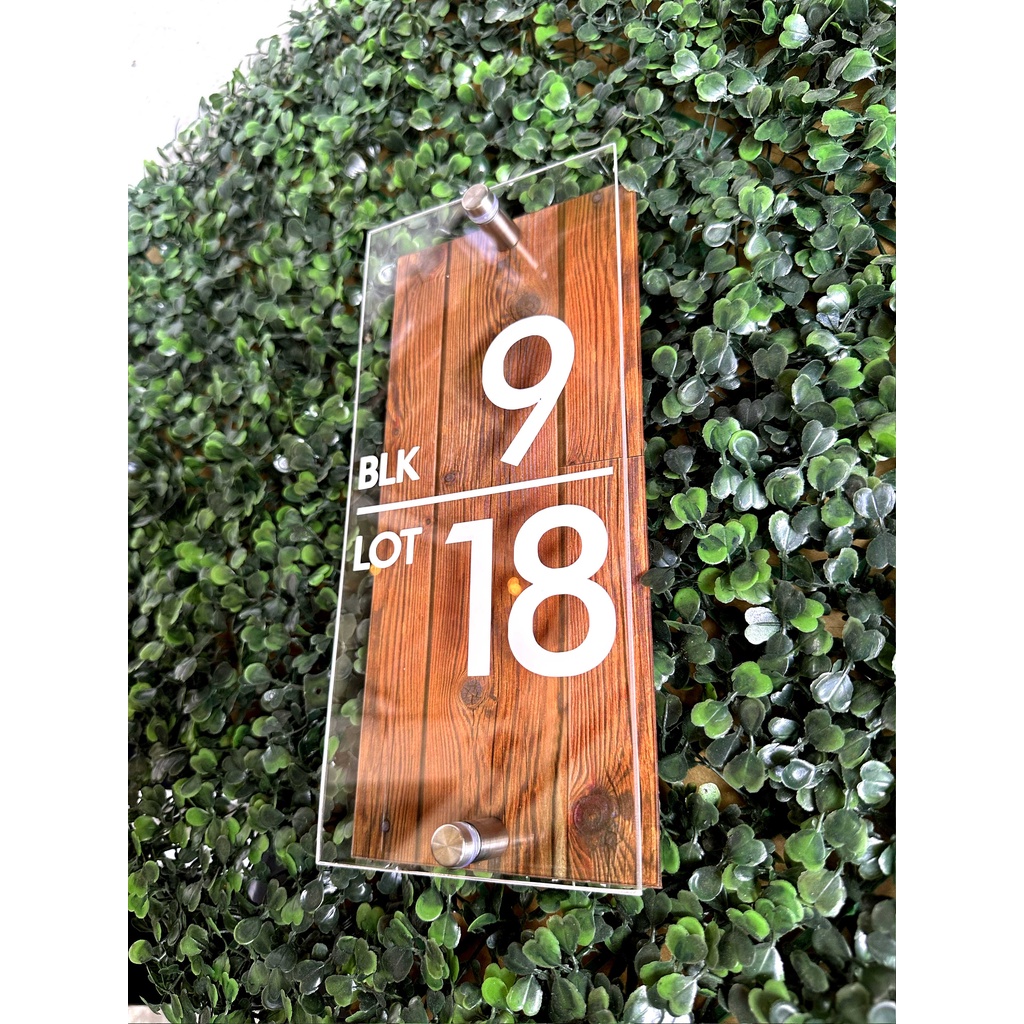 HOUSE PLATE DOUBLE WOOD DOUBLE 9.5x4.3 inches Waterproof Number Acrylic ...