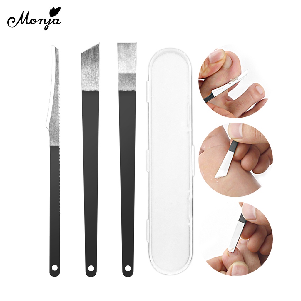 Monja 3pc Pedicure Cuticle Pusher Foot Dead Skin Remover Scraper ...
