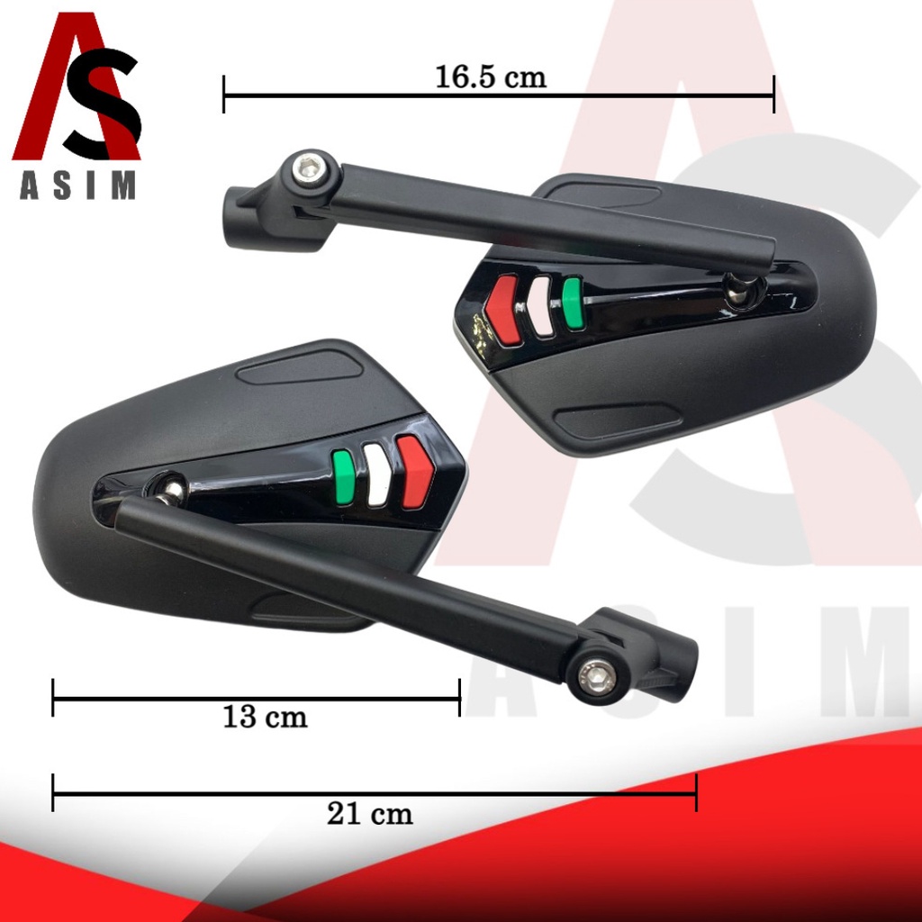 ASIM Motorcycle Crosspee Universal Rear Side Mirror Black Honda+Yamaha ...