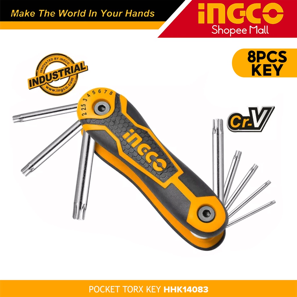 Ingco HHK14083 Industrial Pocket Torx Key Set T9-T40 (8pcs Key) CR-V ...
