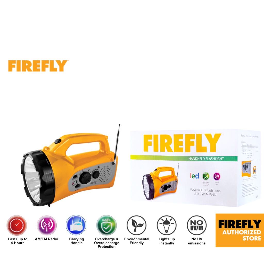 Firefly LED Torch Light w/ AM/FM Radio Flashlight FEL548 | Shopee ...