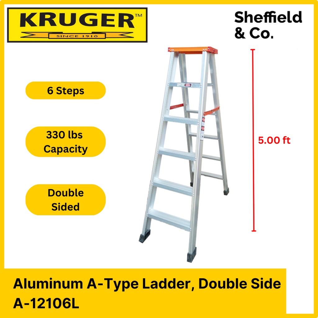 Kruger A-Type Aluminum Ladder, A-12106L (2x6 Steps) | Shopee Philippines
