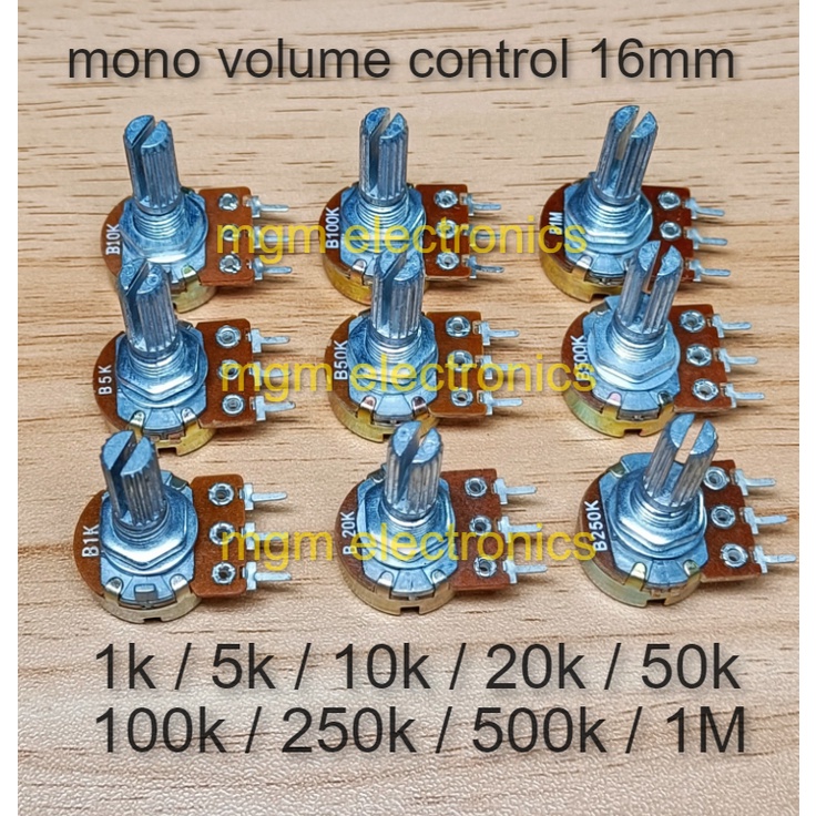 1K / 5K / 10K / 20K / 50K / 100K / 250K/ 500K / 1M V16MM 3PINS (MONO ...