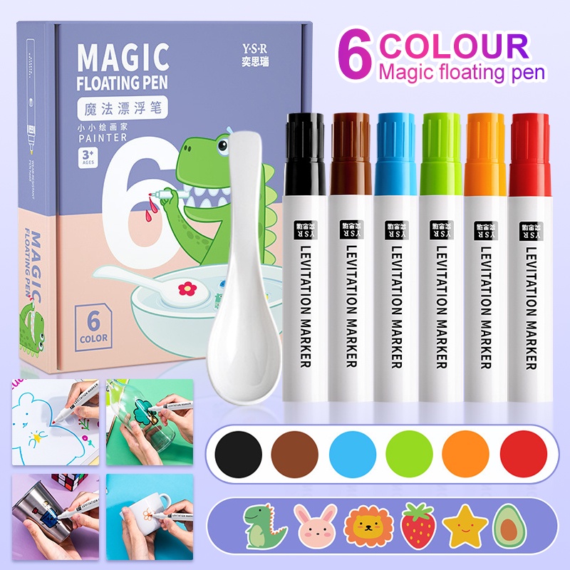 6 Color Magical Water Painting Water Floating Pens for Kids Toys ...