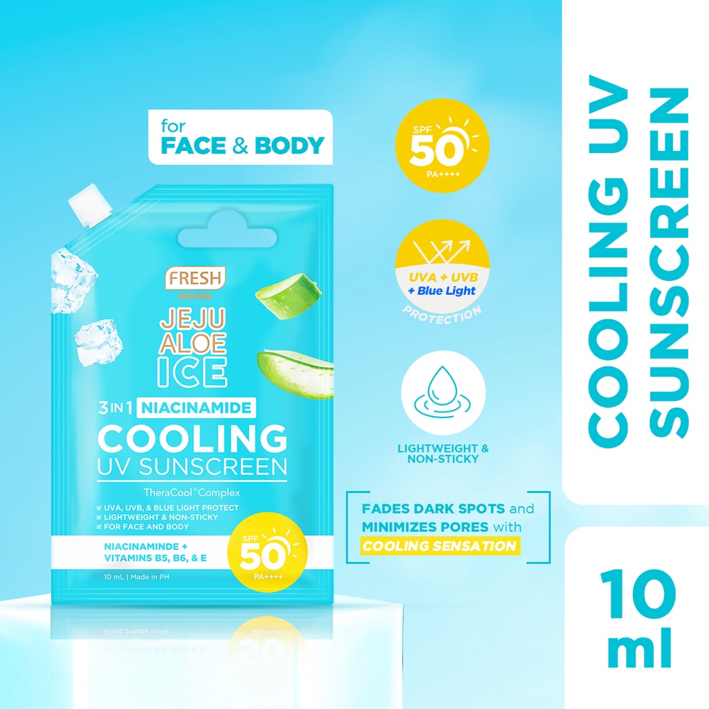 FRESH Jeju Aloe Ice 3in1 Niacinamide Cooling UV Sunscreen 10mL | Shopee ...