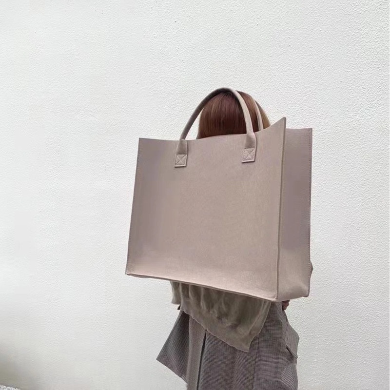 Korean thickened felt tote bag shoulder bag fashion large women's bag Casual Commuter shopping ...