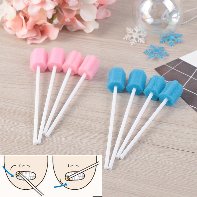 100Pcs Dental Disposable Oral Sponge Swab Tooth Cleaning Mouth Swabs ...