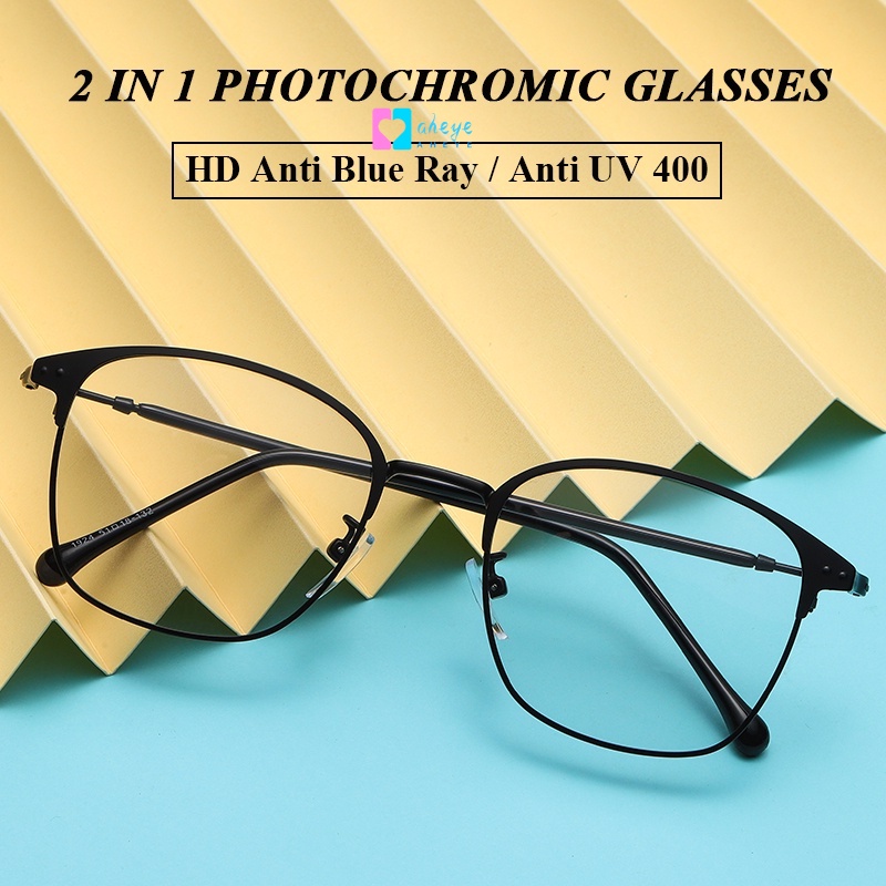 2 in 1 Photochromic Anti Radiation Glasses Computer Blue Light Blocking ...