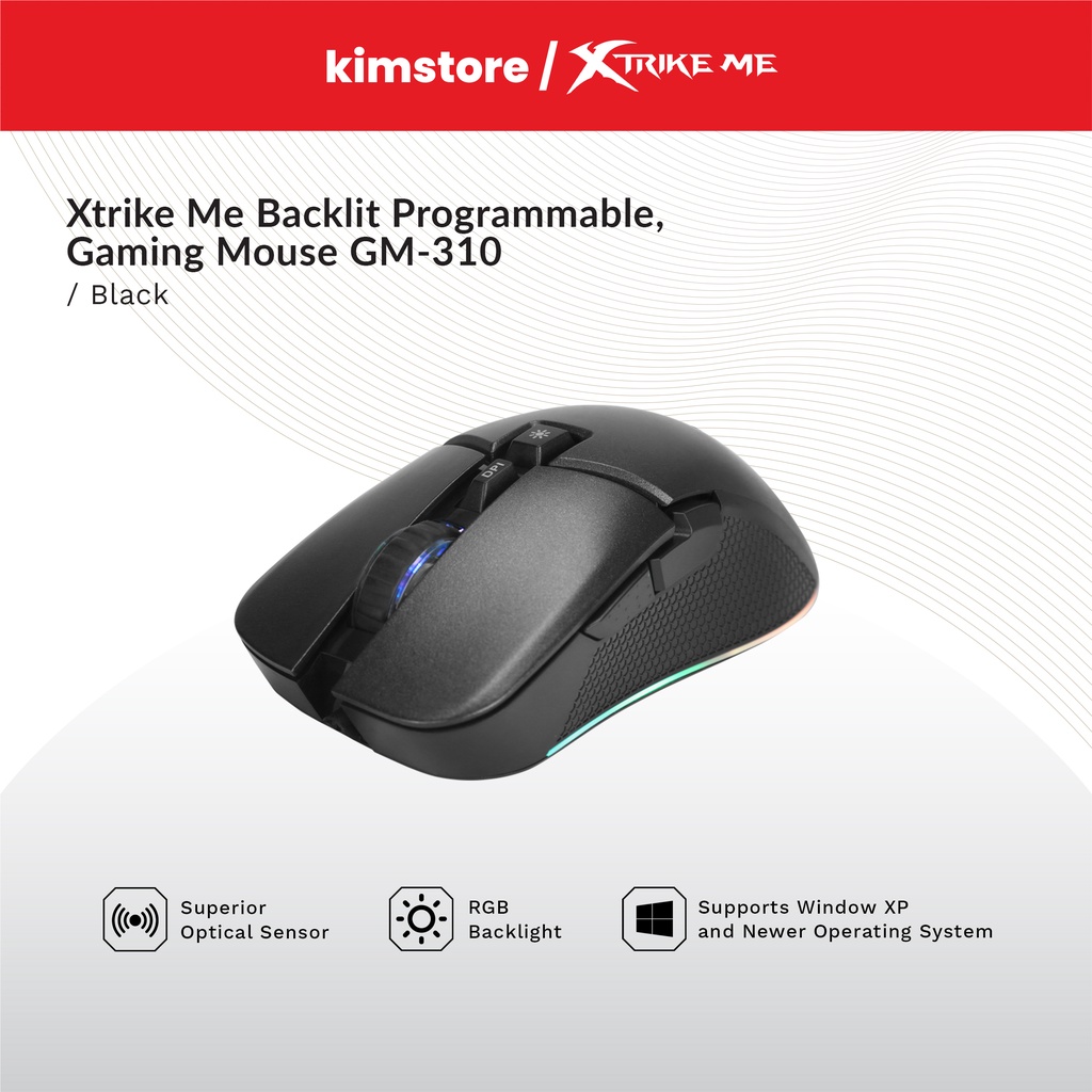 KISMTORE Xtrike Me Backlit Programmable, Gaming Mouse GM-310 - Black ...