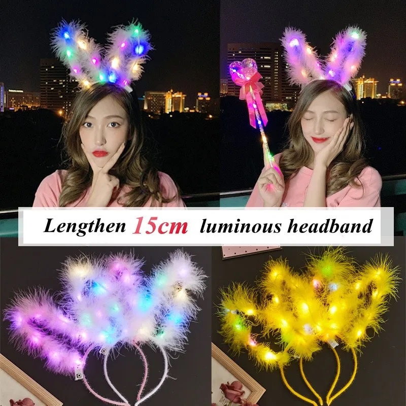 LED Light Bunny Ears and Halo Headband for Christmas, Halloween ...