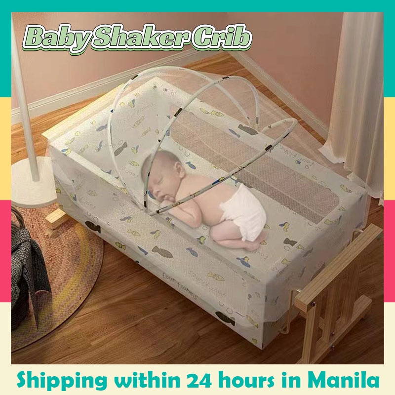 Baby Shaker Crib&Bed Wood Crib Portable Baby Cradle Bed Crib Can Swing ...