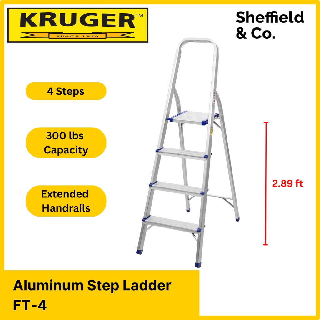 Kruger Aluminum Step Ladder, FT-4 (4 Steps) | Shopee Philippines