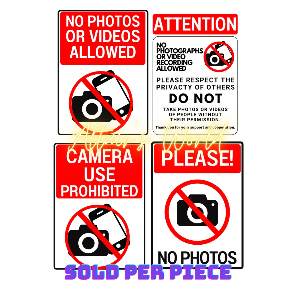No Photos Signage or Videos Allowed No Picture Signage | Shopee Philippines