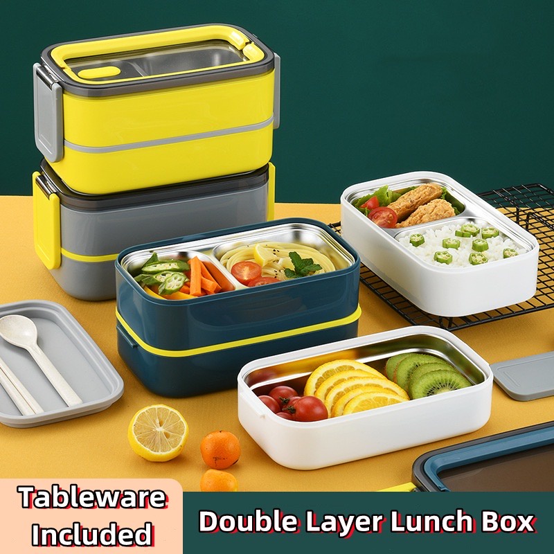 Stainless Steel Bento Box Double Layer Lunch Box | Shopee Philippines