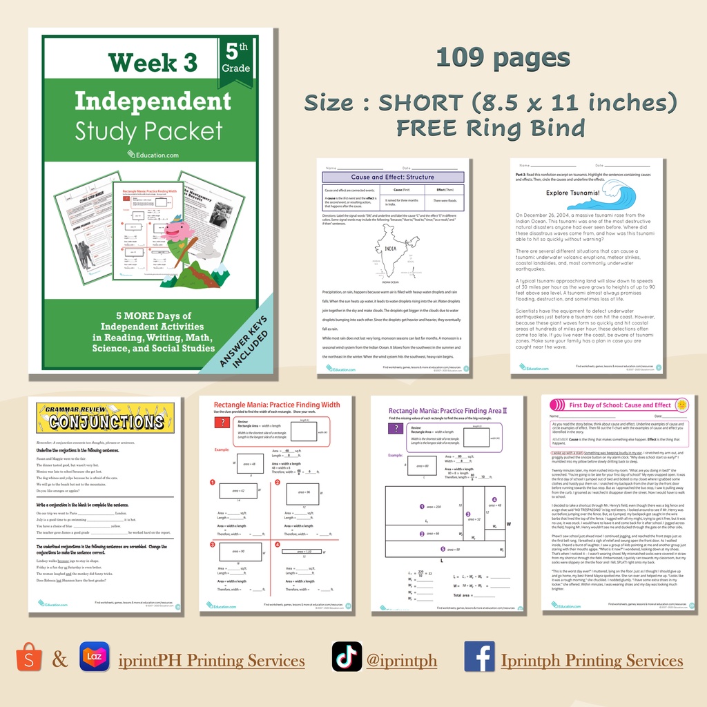 GRADE 5 Independent Study Packet (Worksheets / Workbooks) | Shopee ...