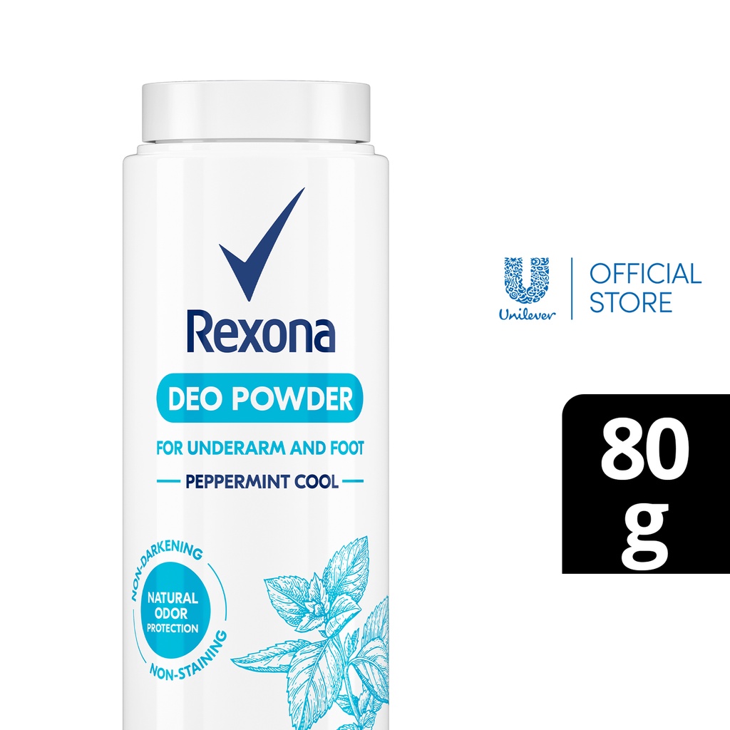 Rexona Deo Powder Peppermint Cool for Underarm and Foot 80g | Shopee ...