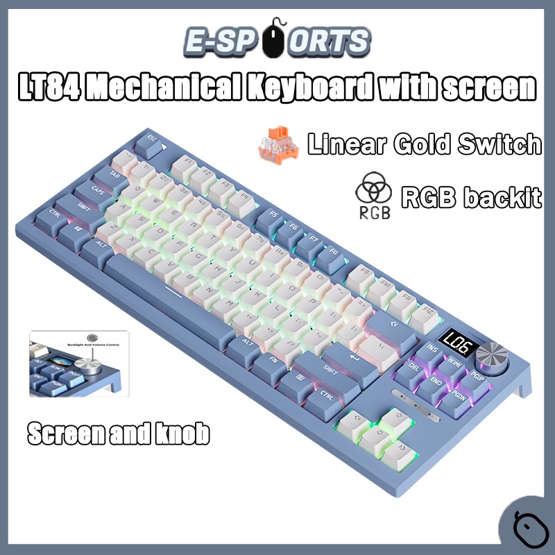 Langtu LT84 Mechanical keyboard with screen wired keyboard RGB backlit ...