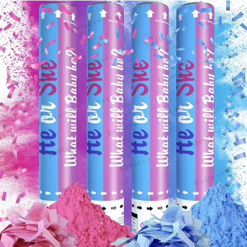 30cm Color smoke baby gender reveal powder confetti cannon,blue,pink ...