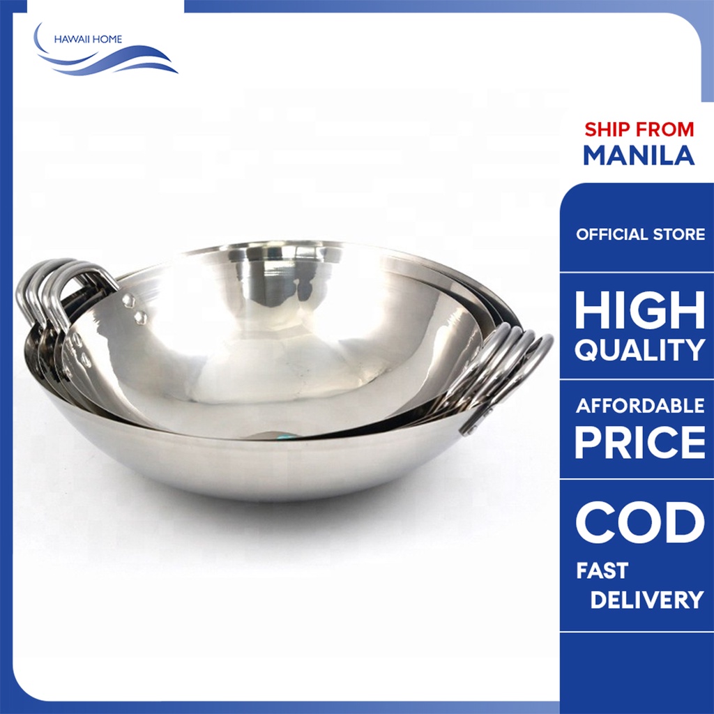 Hawaii Home Double Handle Stainless Steel Frying Pan Saute Pan with ...