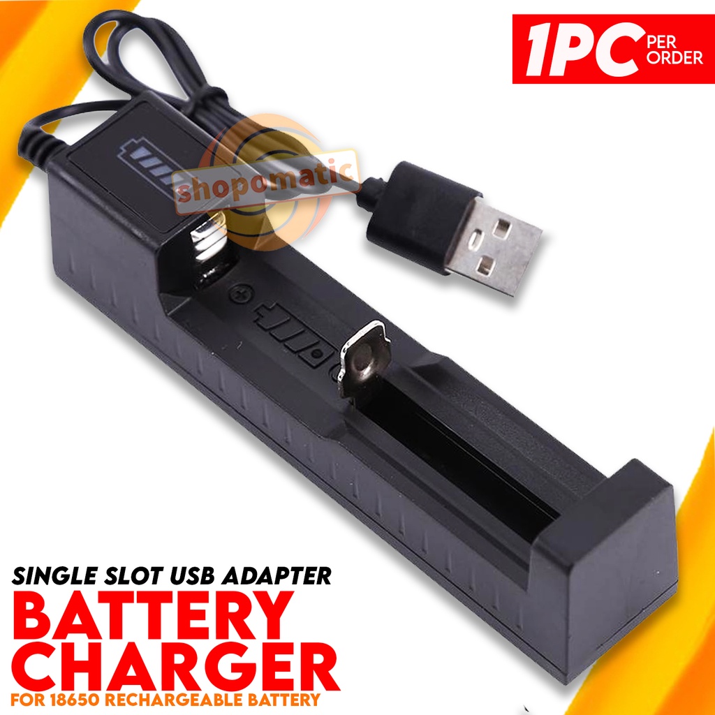 🟧 1-Slot Universal USB Adapter Battery Charger For Rechargeable 18650 ...
