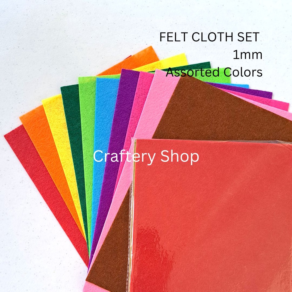Felt Cloth Set 1mm A4 size 10pcs per pack Assorted Colors | Shopee ...