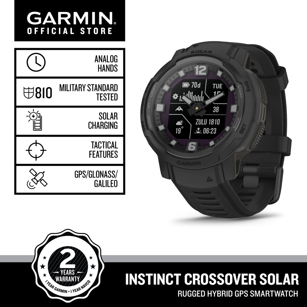 Garmin Instinct Crossover, Solar Powered, Outdoor Fitness GPS ...