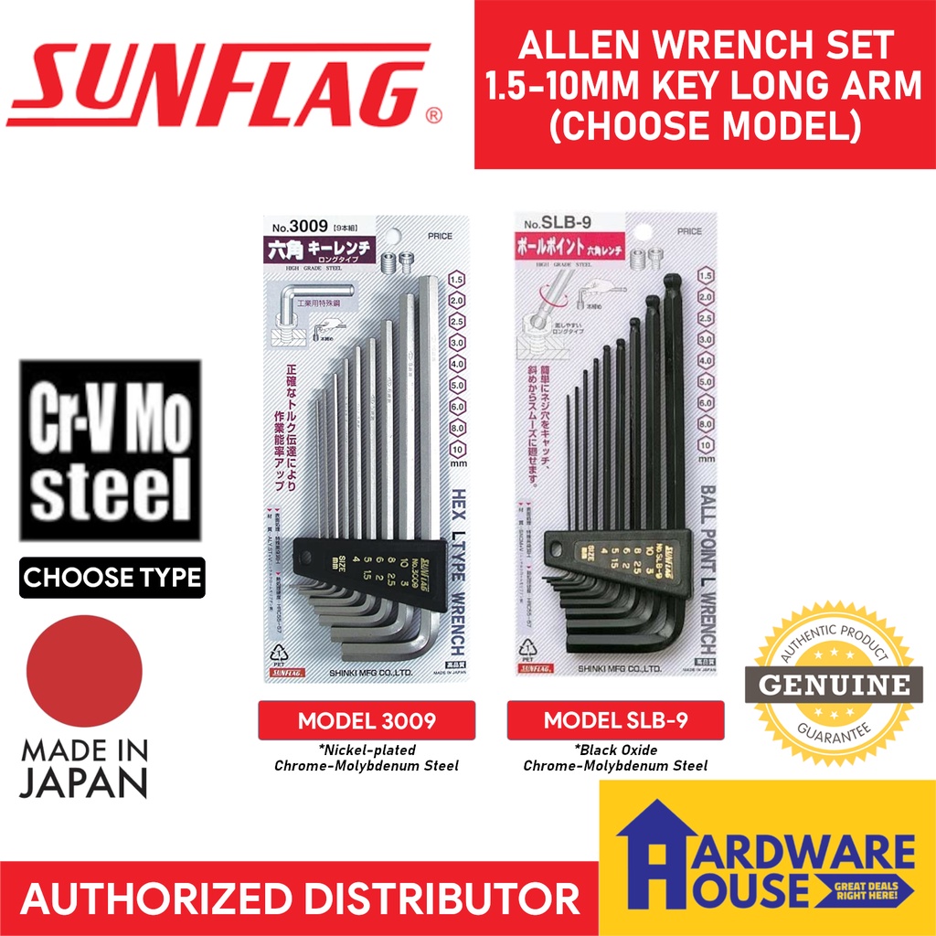 MADE IN JAPAN ORIGINAL Allen Wrench Set Ballpoint or Hex Key 9PC For ...