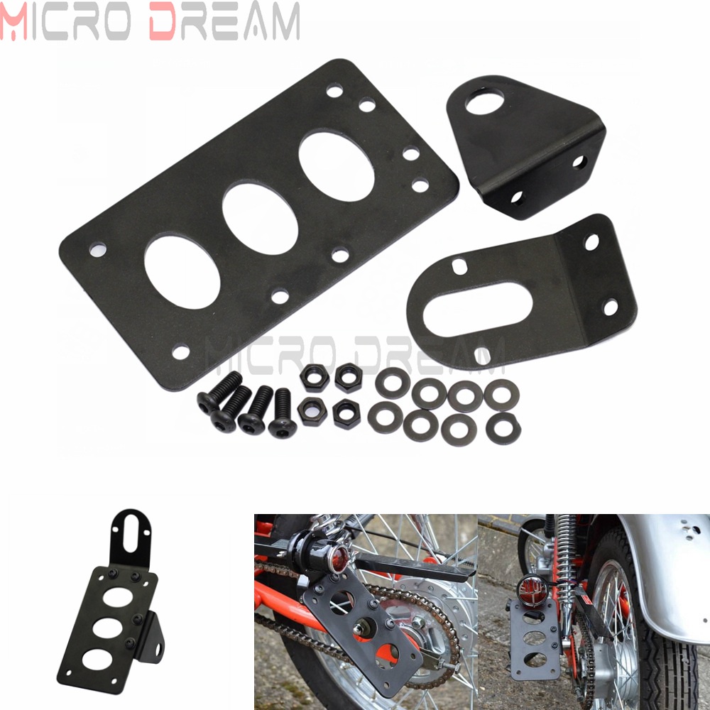 Motorcycle Stop Lamp License Plate Bracket Retro Side Mount Tail Light ...