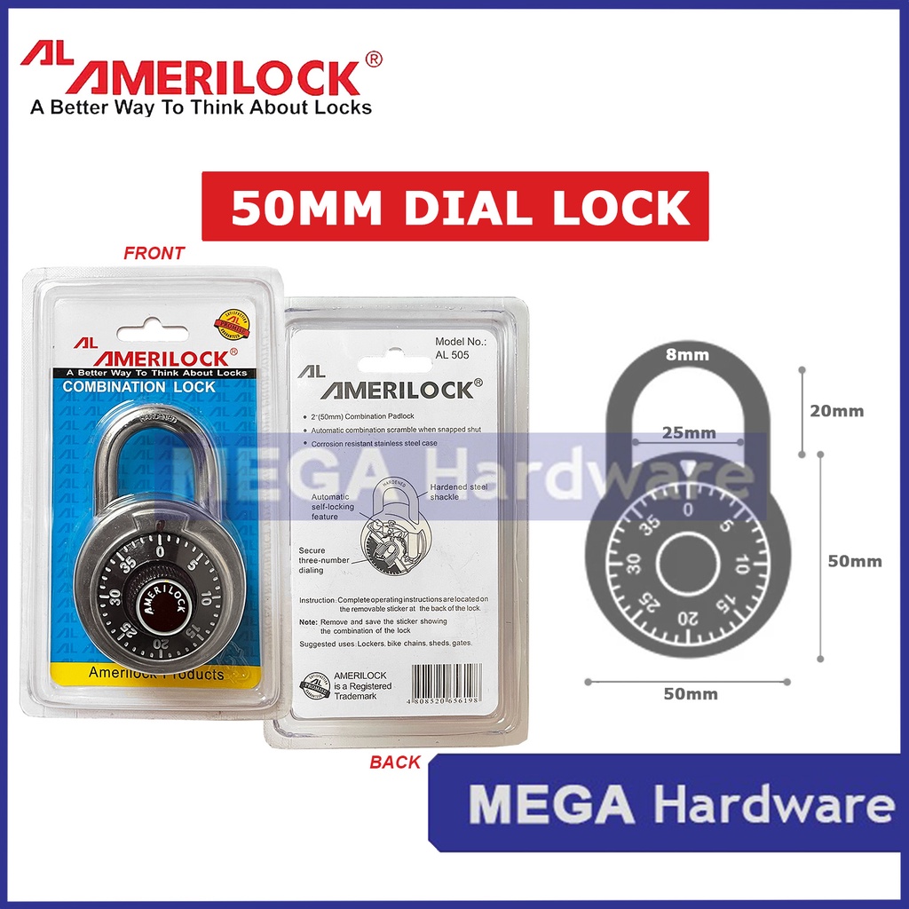 AMERILOCK Combination Padlock for Locker / Luggage Strap/ (TSA or ...