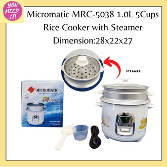 Micromatic MRC-5038 1.0L 5Cups Rice Cooker with Steamer | Shopee Philippines