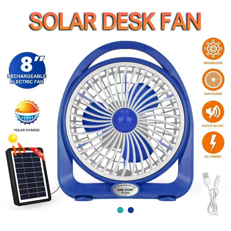 Rechargeable Solar Desk Fan 8" | Shopee Philippines