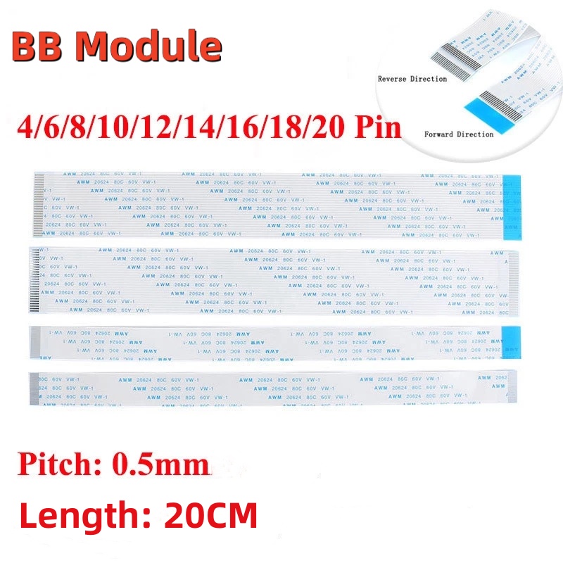10PCS FPC FFC Ribbon Flexible Flat Cable 4/6/8/10/12/14/16/18/20 Pin ...