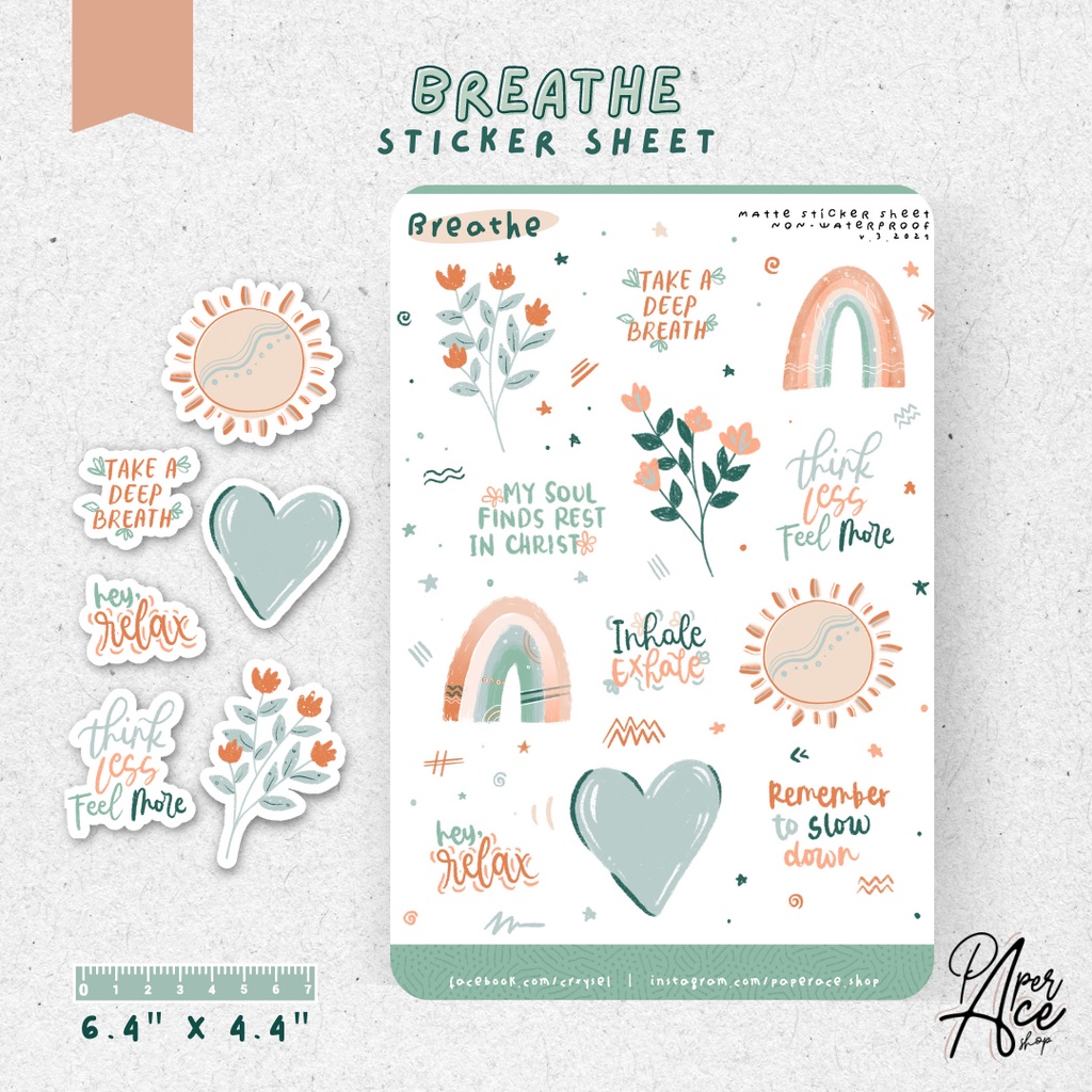 breathe motivational stickers | Inspirational | TS005 | Motivational ...