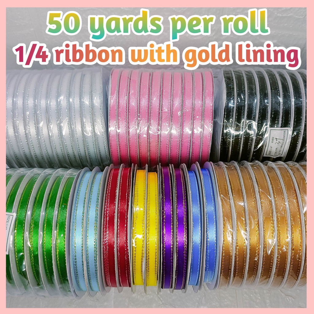 Satin Ribbon 50 yards (1/4 size) | Shopee Philippines