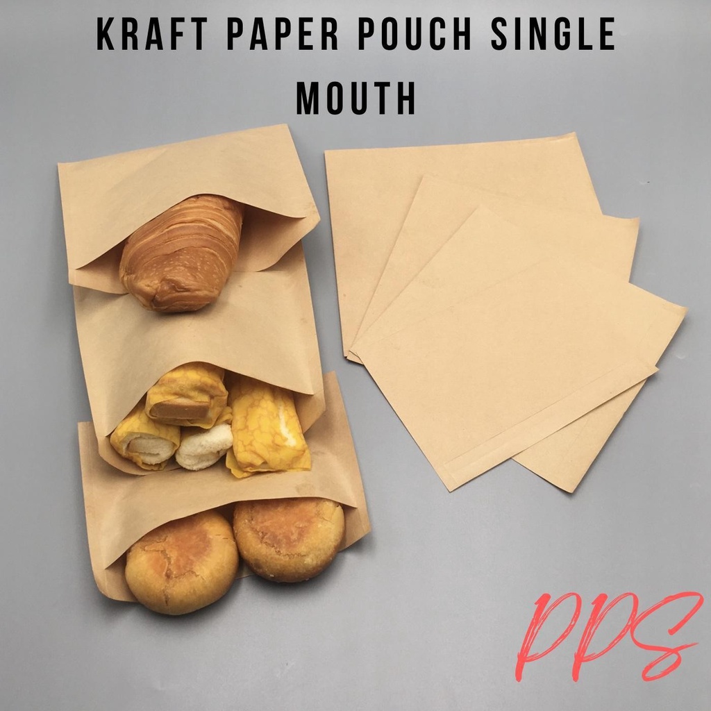 100pcs Kraft Paper Pouch Single Mouth Wax Paper Bags Natural Kraft ...