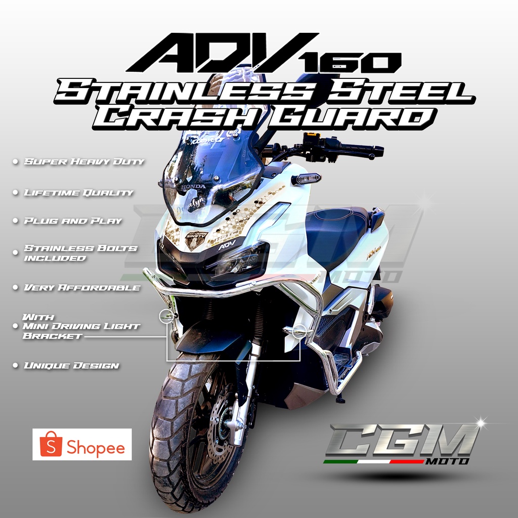 ⭐️ADV 160 Stainless Full Armor Crash Guard•Stainless Half Crash Guard ...