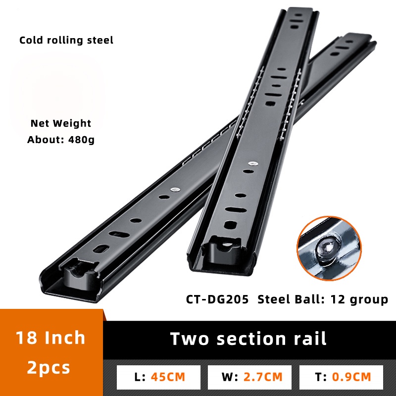 1 Pair Heavy Duty Drawer Guide Full Extension Ball Bearing Drawer ...