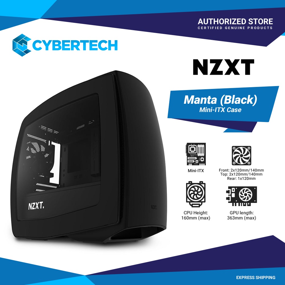 NZXT Manta Mini-ITX Case (Black) | Shopee Philippines