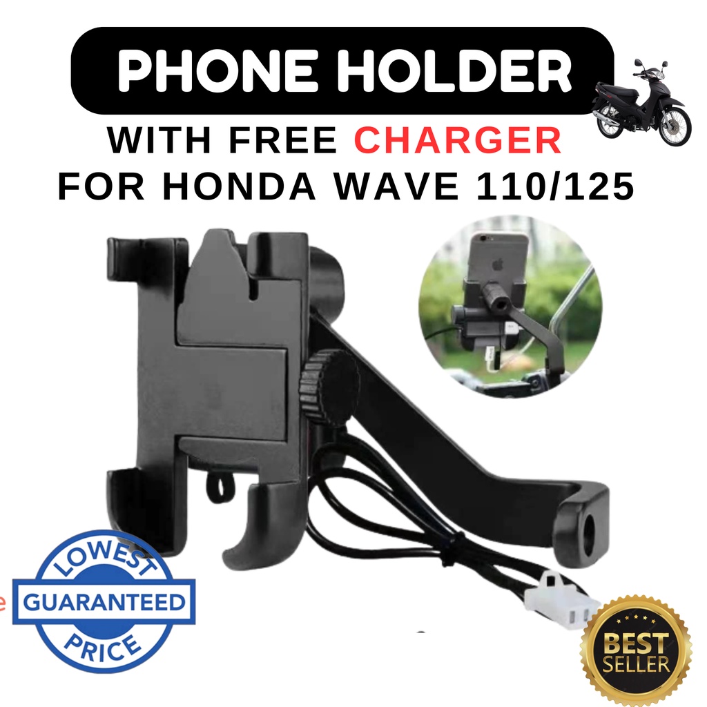 HONDA WAVE 110/125 CP HOLDER WITH FREE CHARGER / MOTOR PHONE HOLDER ...