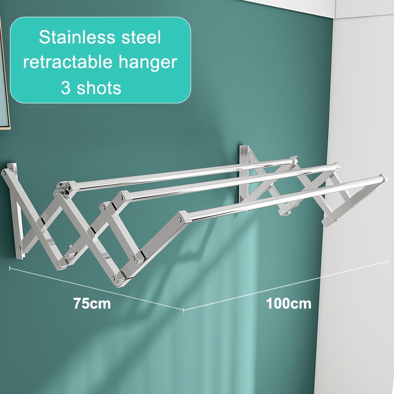 TOM Retractable Sampayan Stainless Clothes Rack Wall Mounted Foldable ...
